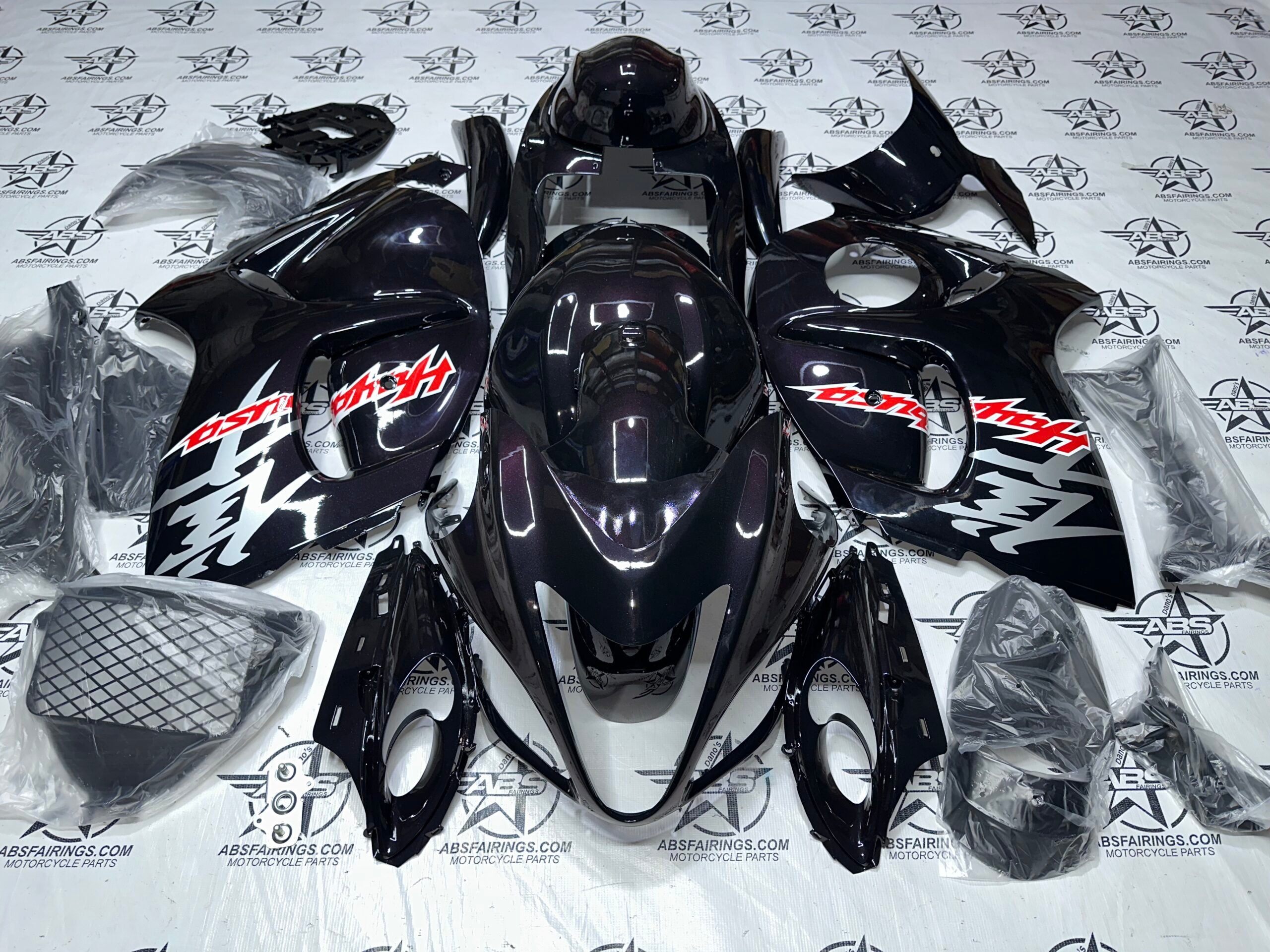 ABS Fairings Red and Black Chameleon Fairing Kit for Suzuki Hayabusa ...